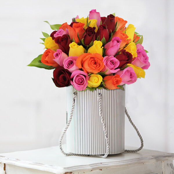 Bouquet de roses "BOUQUET DE 40 ROSES MULTICOLORES" - Livraison Express ...